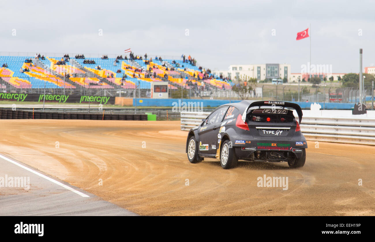 ISTANBUL, TURKEY - OCTOBER 11, 2014: Janis Baumanis drives RX Lites of ...