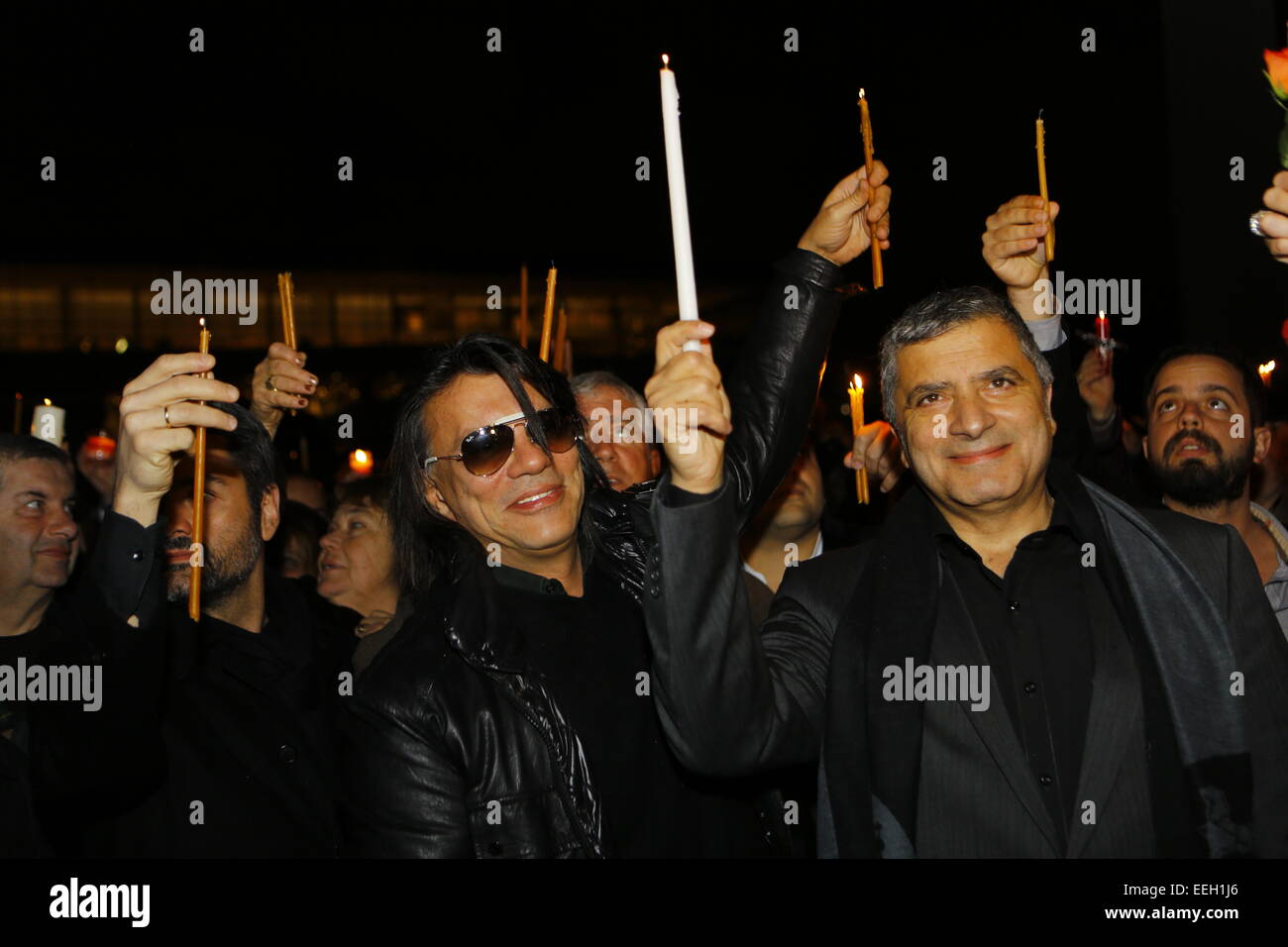 Athens, Greece. 18th January 2015. Ilias Psinakis (left), the mayor of ...