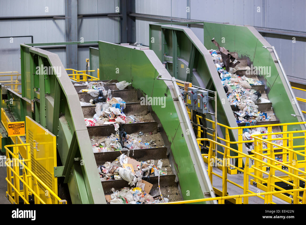 Machinery to process recyclables from the city's curbside recycling ...