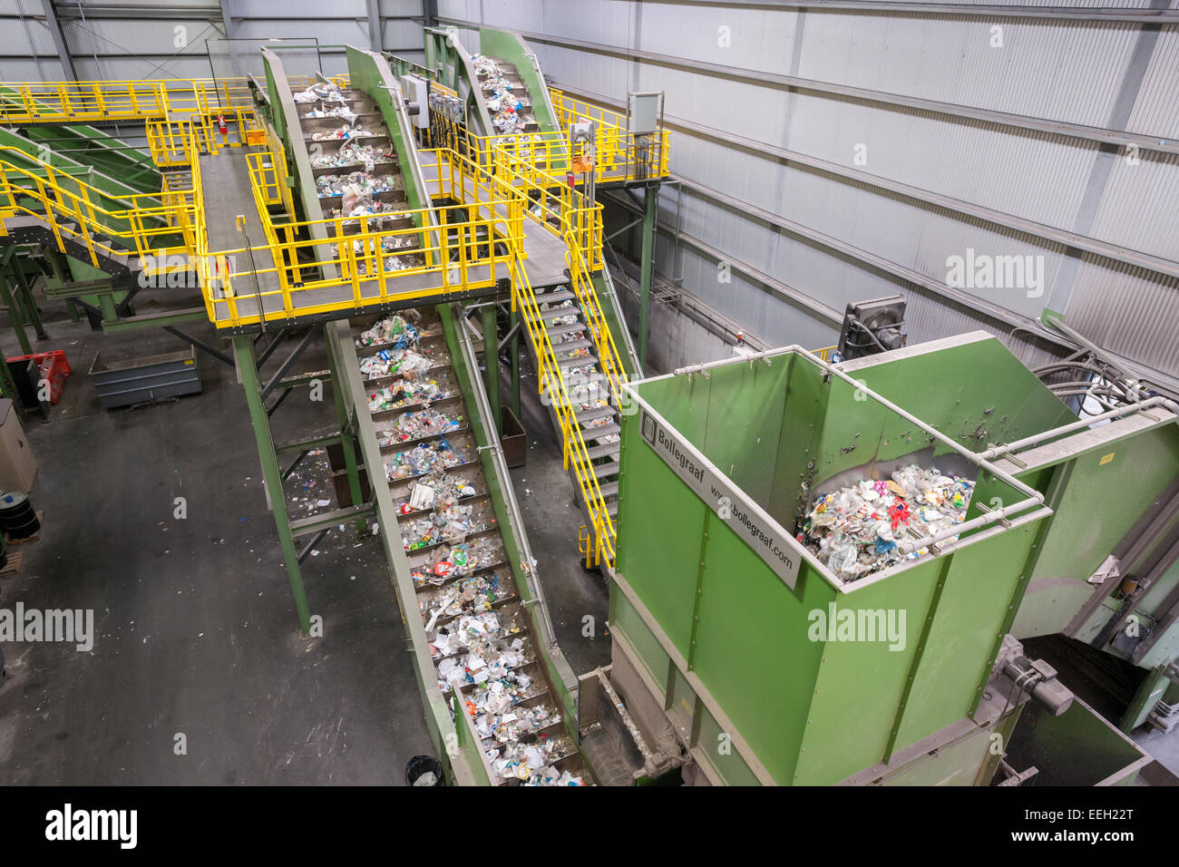 Machinery to process recyclables from the city's curbside recycling ...