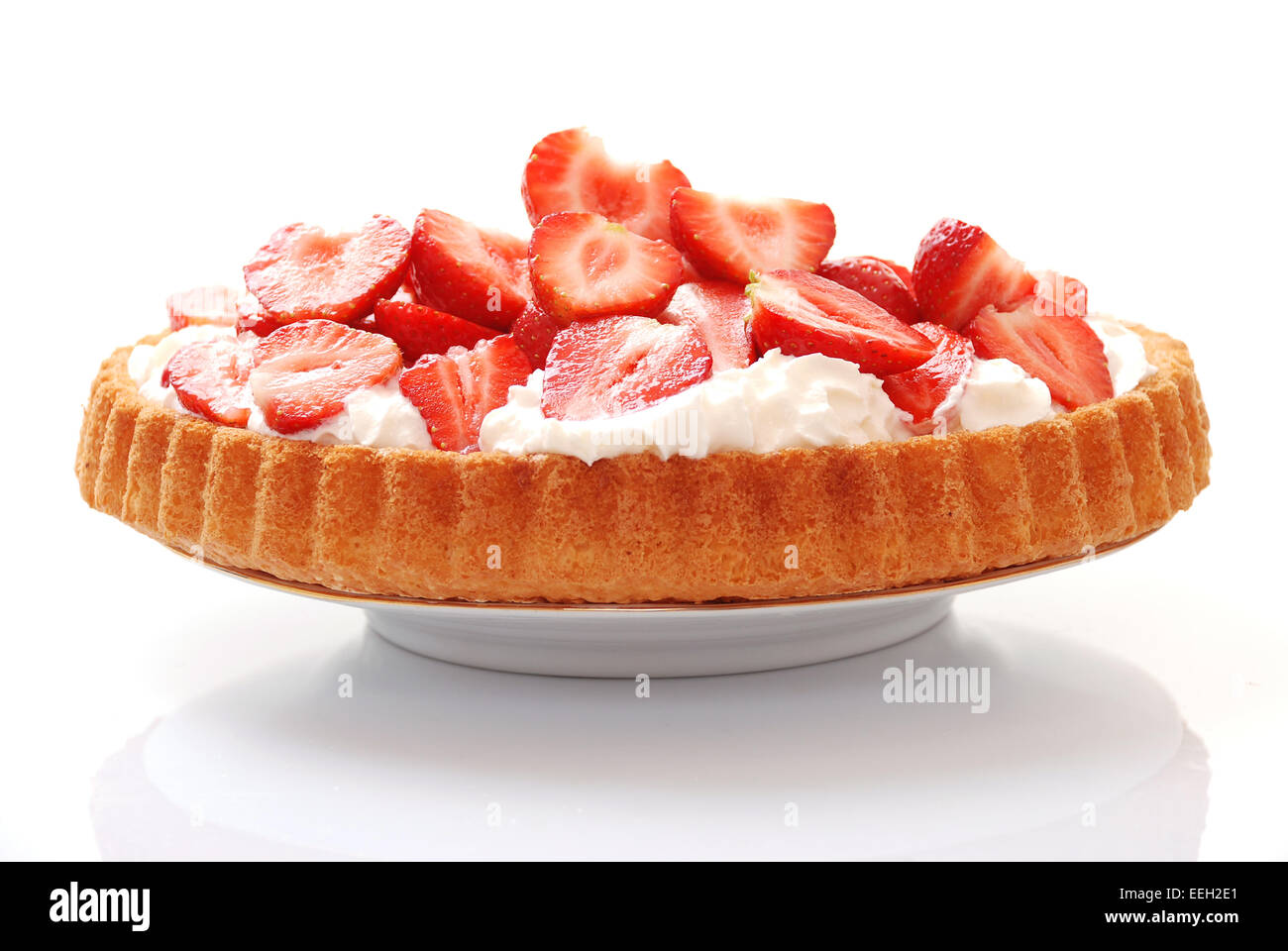 strawberry cake on a white background Stock Photo - Alamy