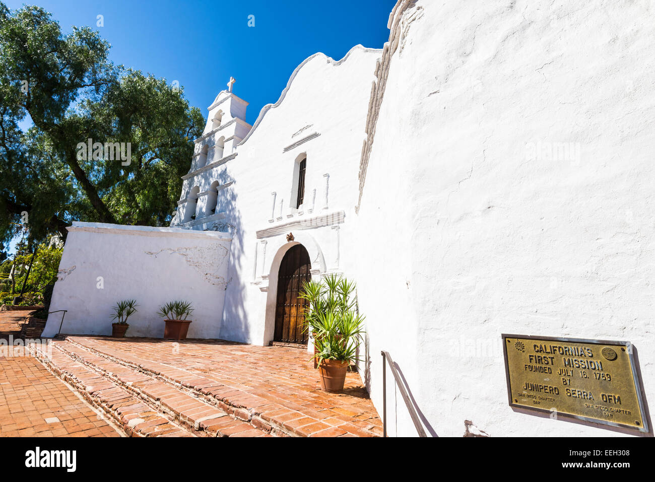 Mission Basilica San Diego de Alcala building. Historic site. San Diego ...