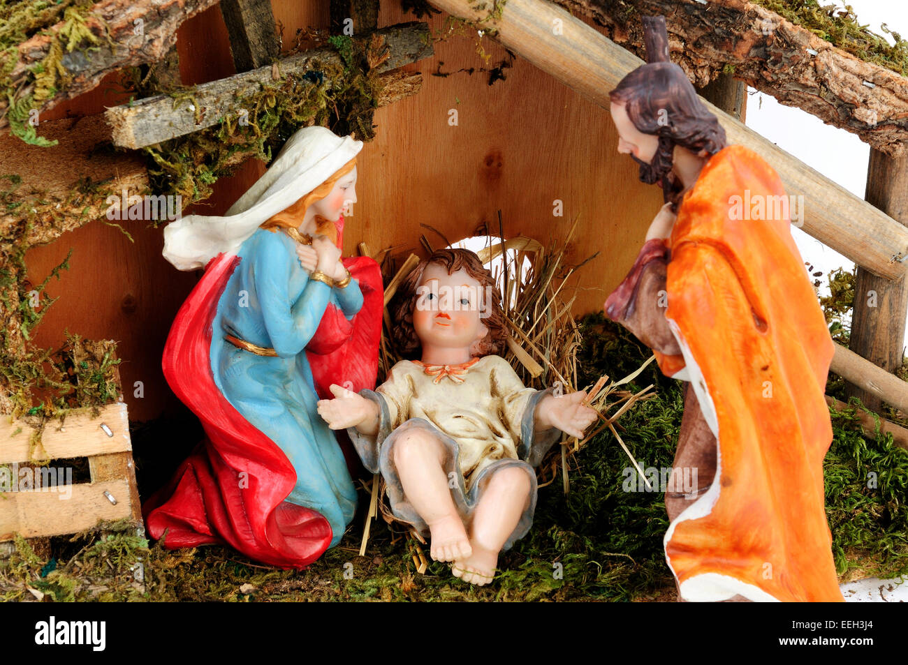 Elements of the Catholic Christian crib isolated on white background ...