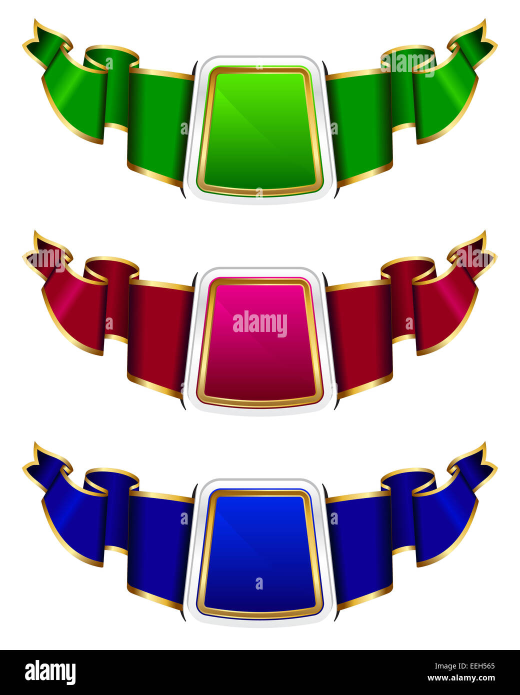 Collection frame with ribbon in 3 color Stock Photo - Alamy