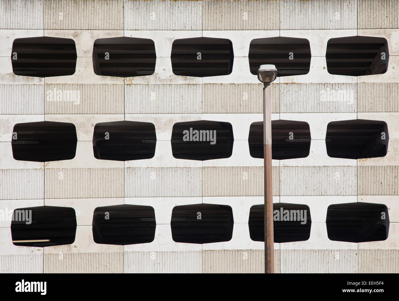 Architectural detail of multi-storey car park (ramp) at Worthing, West ...