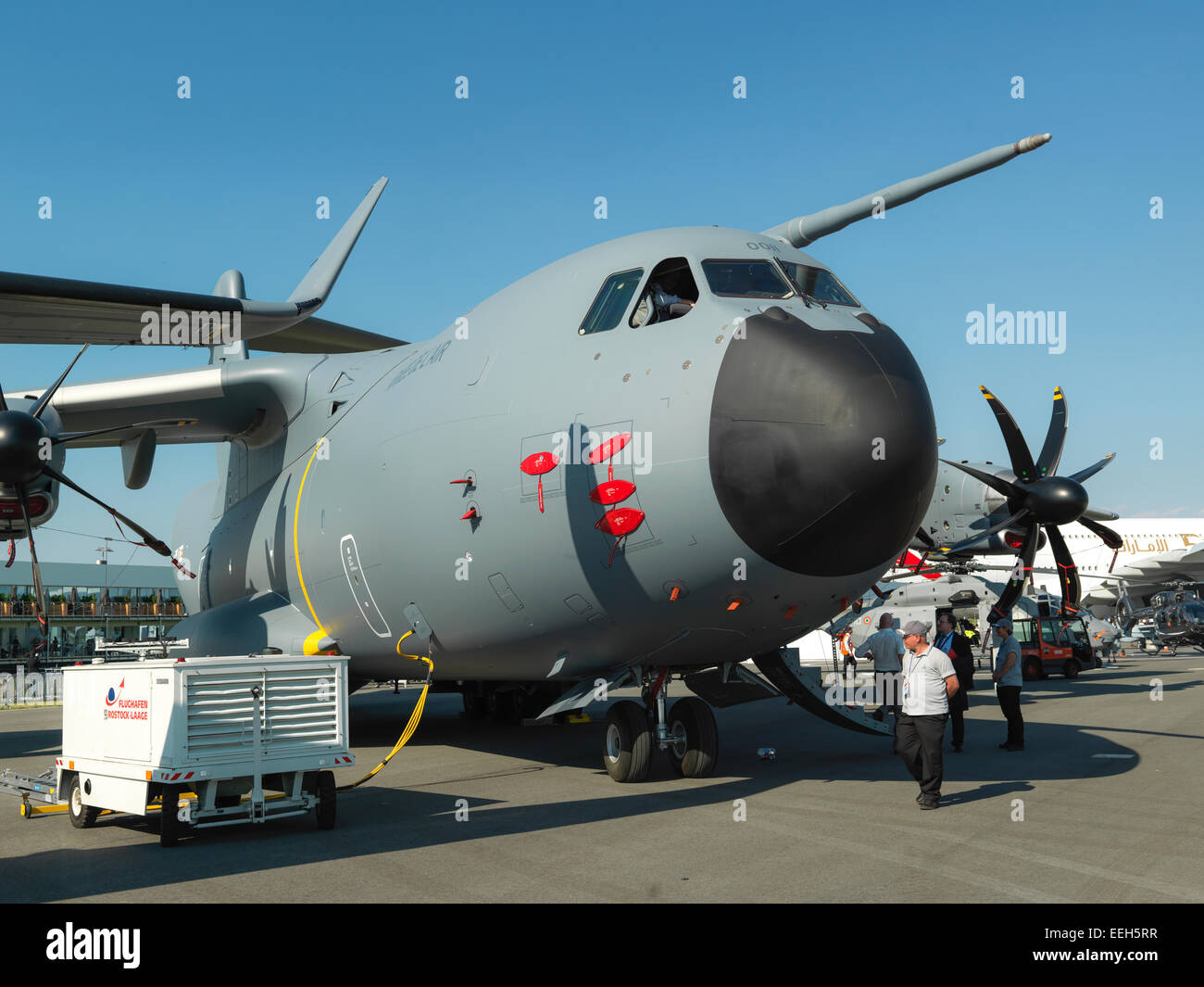 Airbus A400M military transporter aircraft on display during air show ...