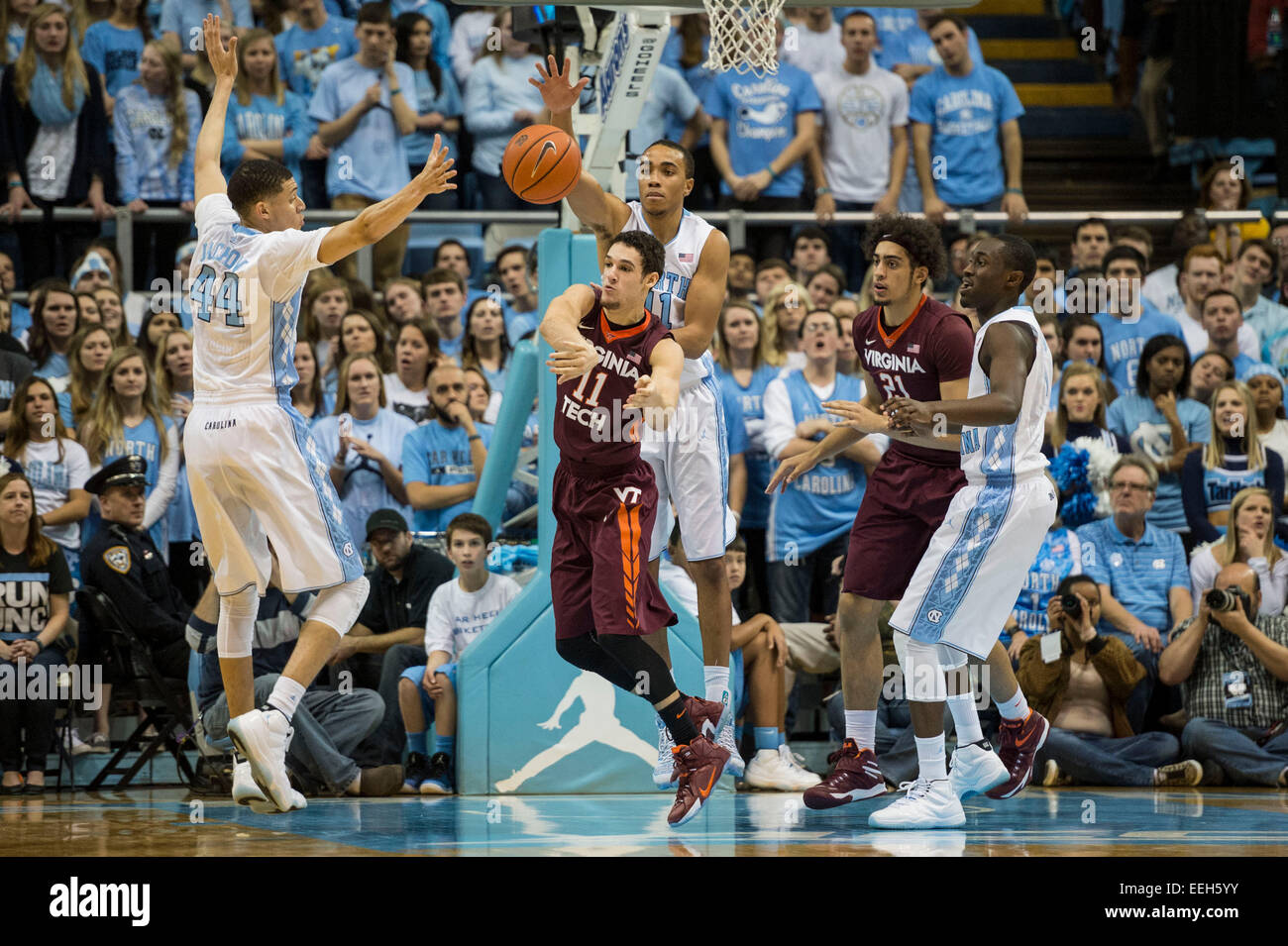 Chapel Hill, NC, USA. 18th Jan, 2015. Virginia Tech G Devin Wilson (11 ...