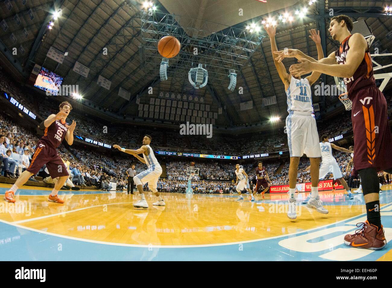 Chapel Hill, NC, USA. 18th Jan, 2015. Virginia Tech G Will Johnston (25 ...