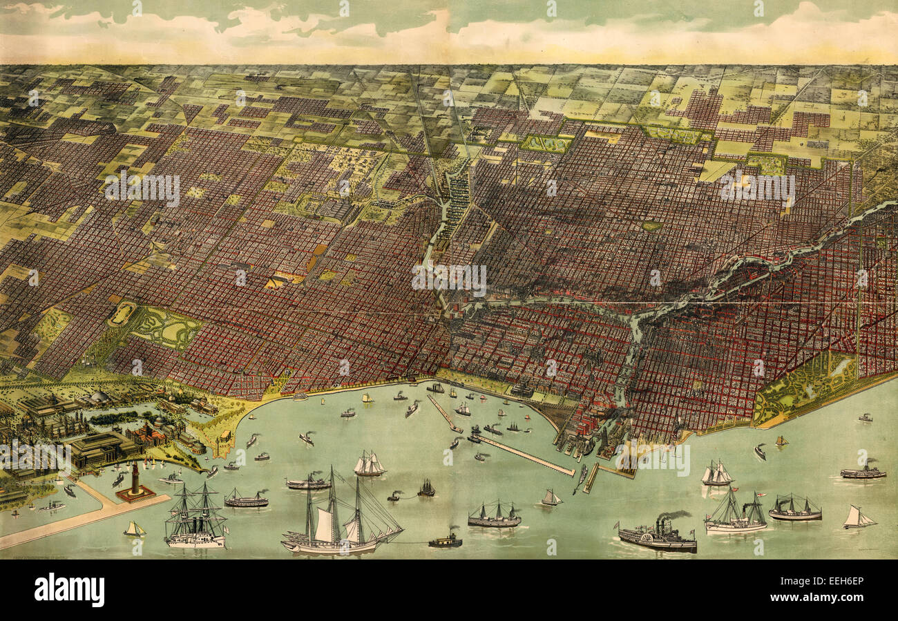 Map of chicago 1893 hi-res stock photography and images - Alamy