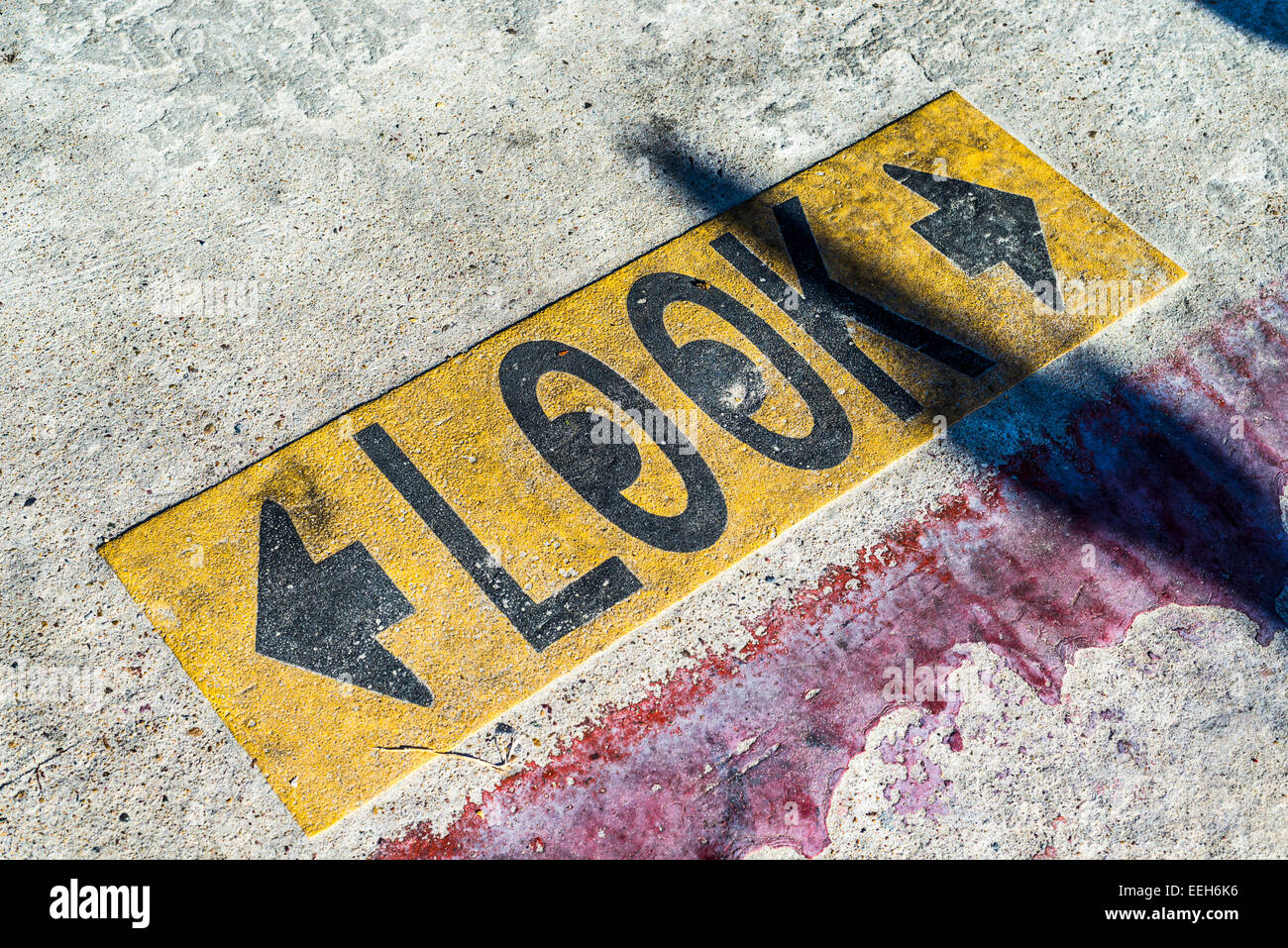 Look Both Ways warning sign on the street Stock Photo - Alamy