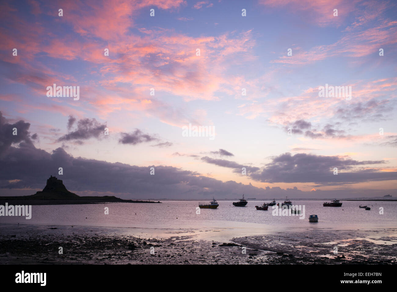 Fishing boats holy island beach hi-res stock photography and images - Alamy