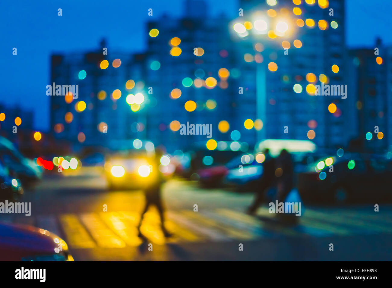 Defocused Blue Boke Bokeh Urban City Background Effect. Design Backdrop ...