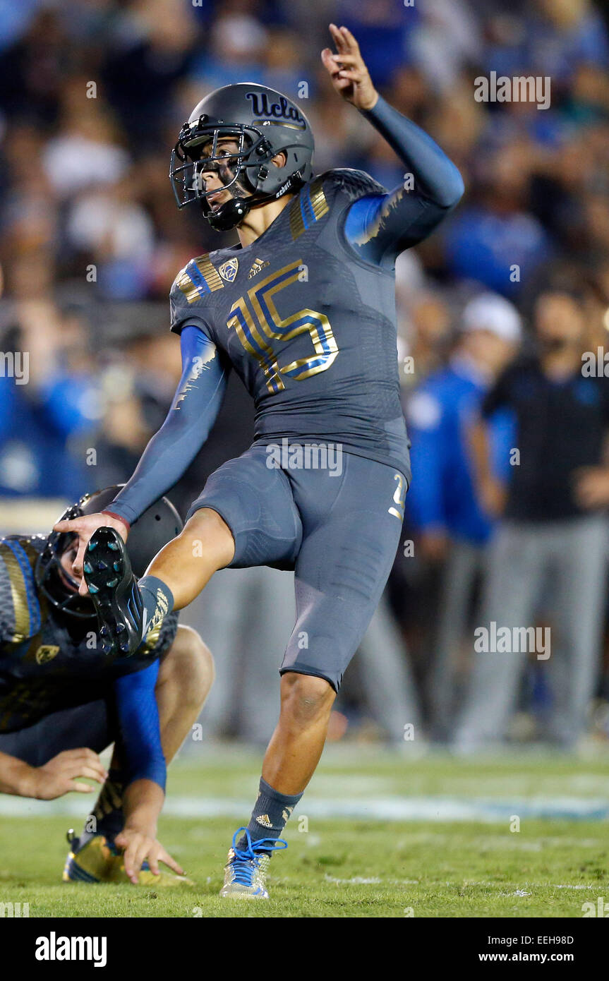 November 1, 2014 UCLA Bruins place kicker Ka'imi Fairbairn #15 kicks a ...