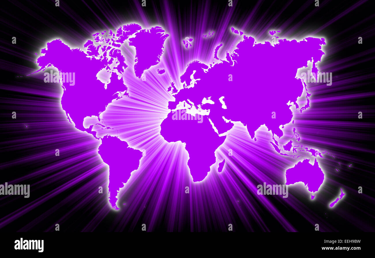 Purple world map hi-res stock photography and images - Alamy
