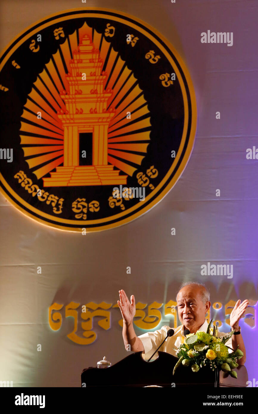 Phnom Penh, Cambodia. 19th Jan, 2015. Prince Norodom Ranariddh speaks ...