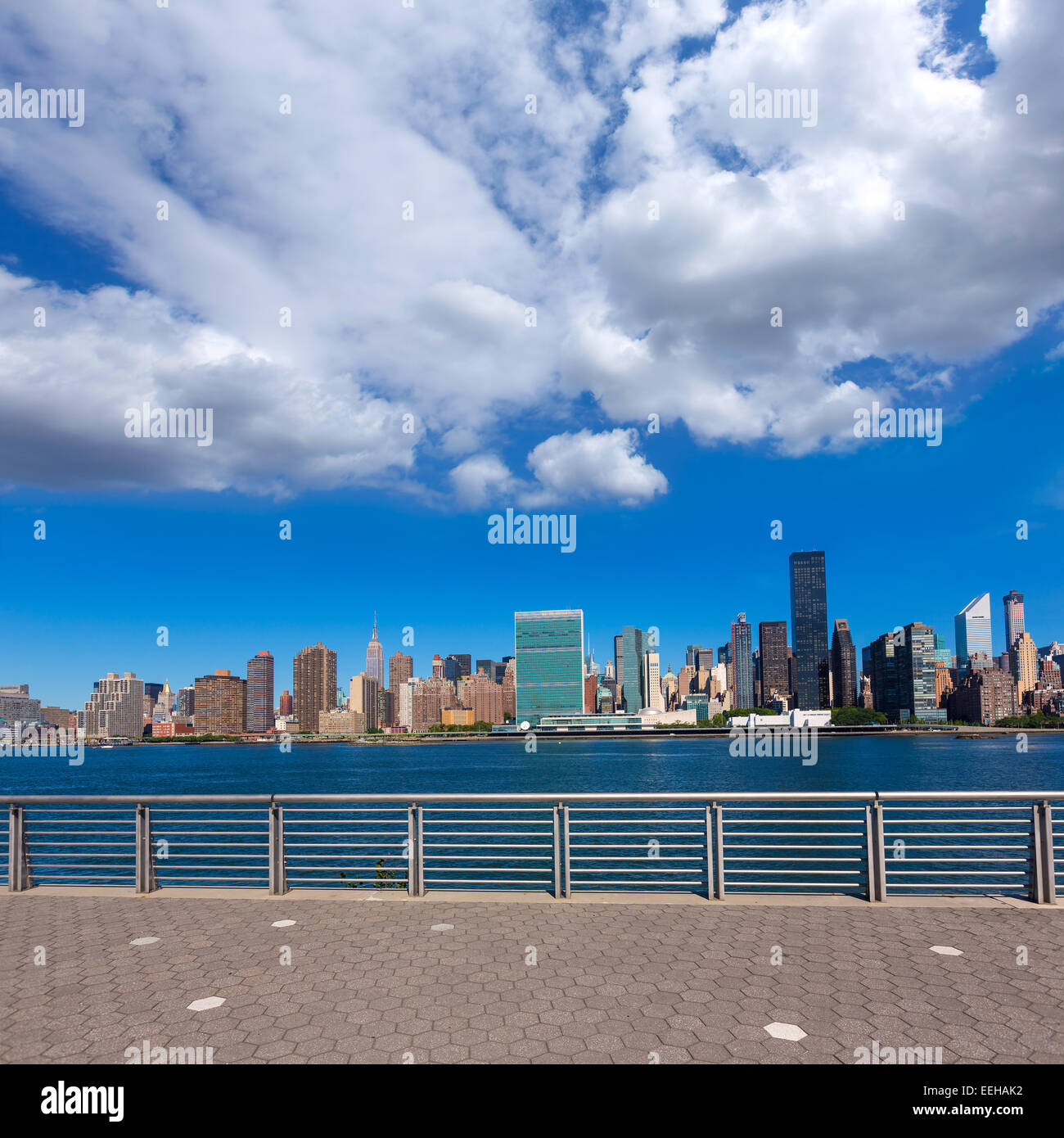 Manhattan New York sunny skyline East River sunshine NYC USA Stock ...