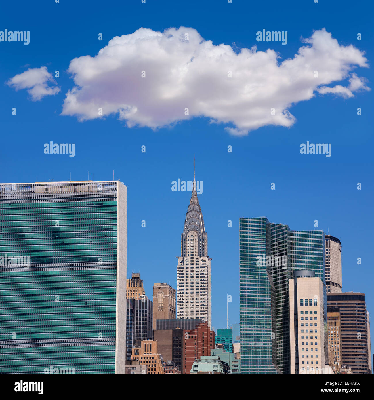 Manhattan New York sunny skyline East River NYC USA Stock Photo - Alamy