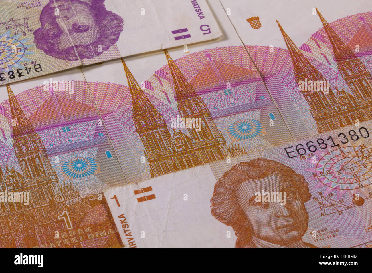 Different Kuna banknotes from Croatia on the table Stock Photo - Alamy