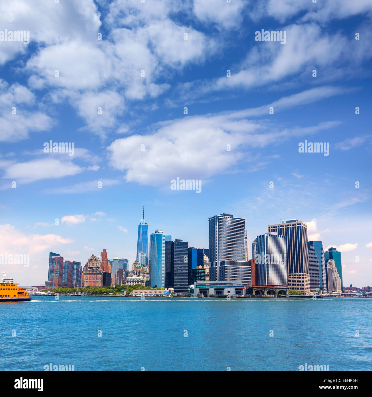 Manhattan New York skyline from NY bay in USA US Stock Photo - Alamy