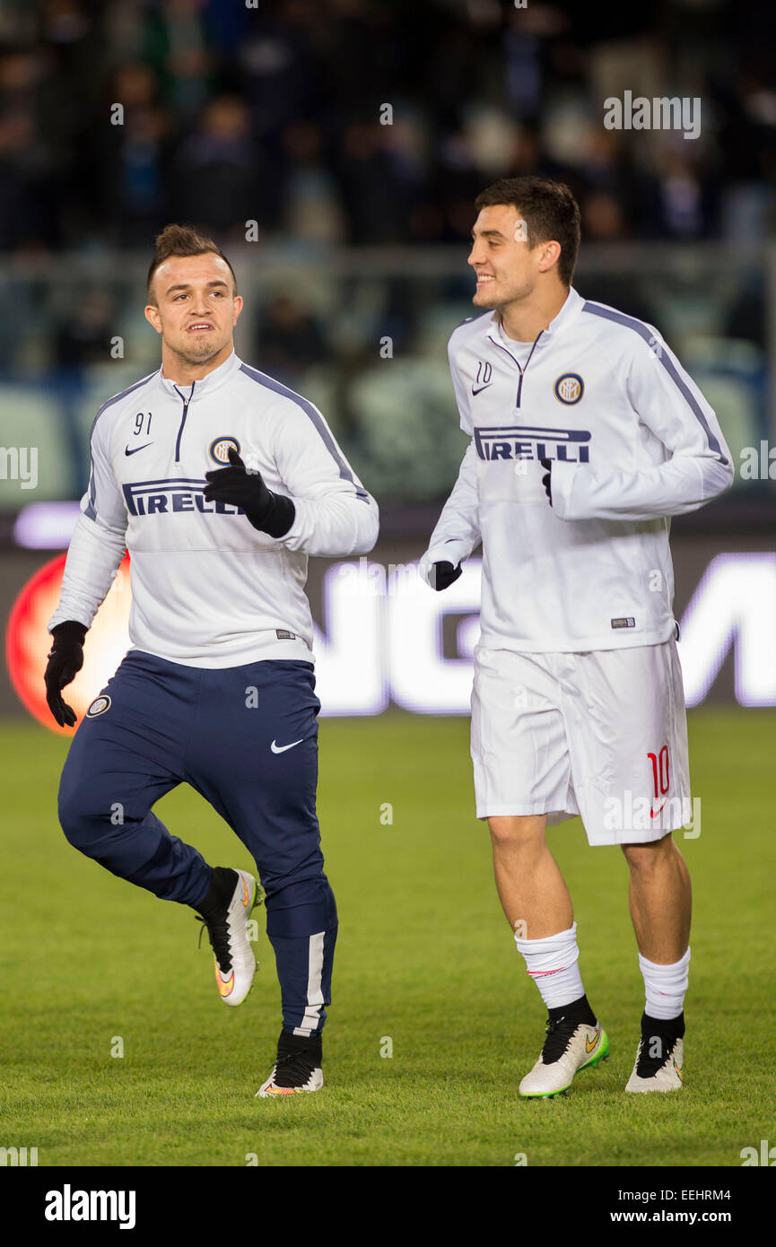 Empoli, Italy. 17th Jan, 2015. (L-R) Xherdan Shaqiri, Mateo Kovacic ...