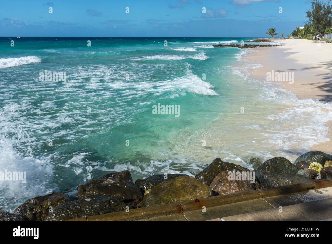 Beach front at Hasting Rocks on the south coast of the Caribbean island ...