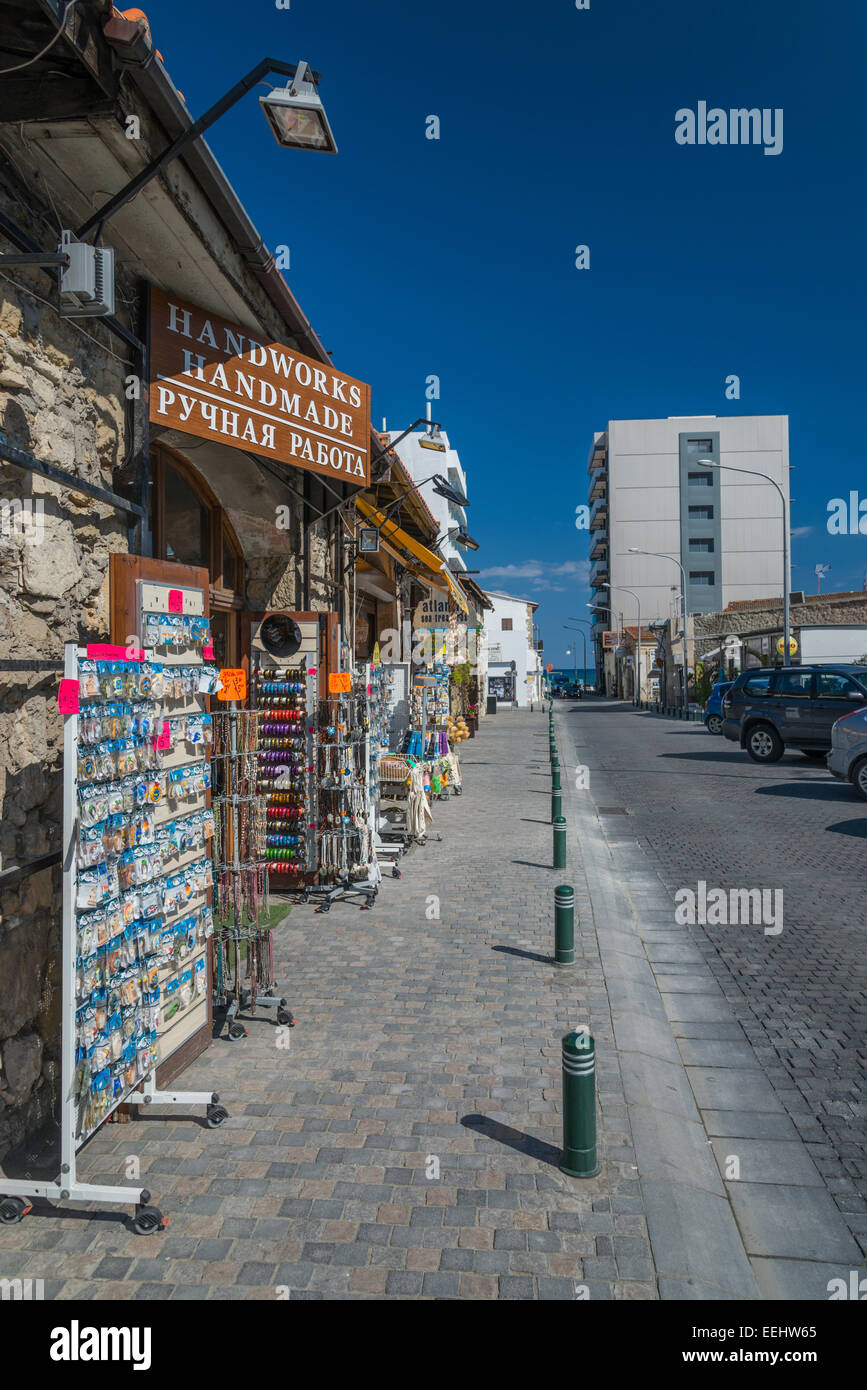 Tourist souvenir shops in central Larnaca on the south coast of the ...