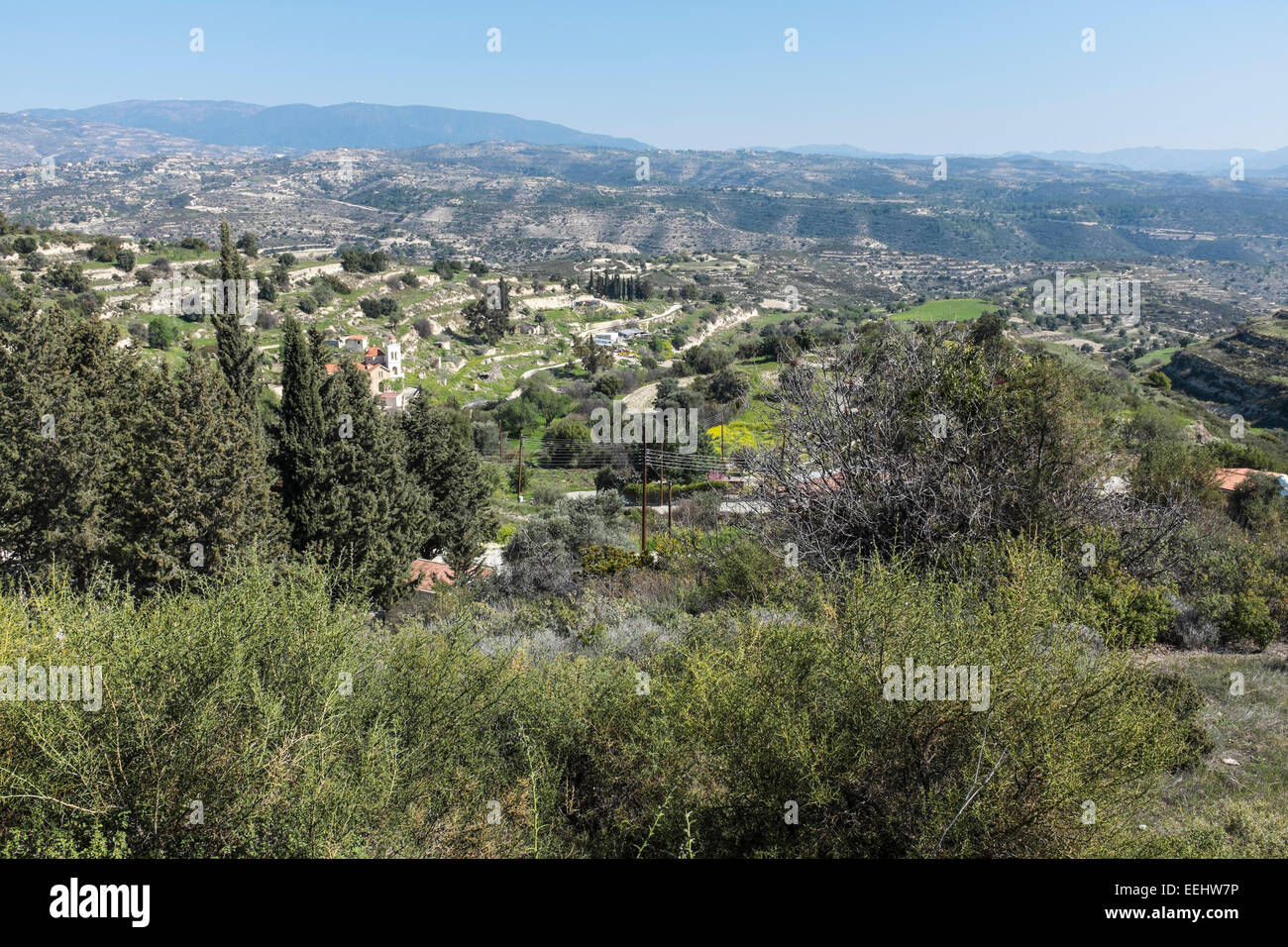 Picturesque countryside in the Troodos Mountains of central Cyprus, an ...