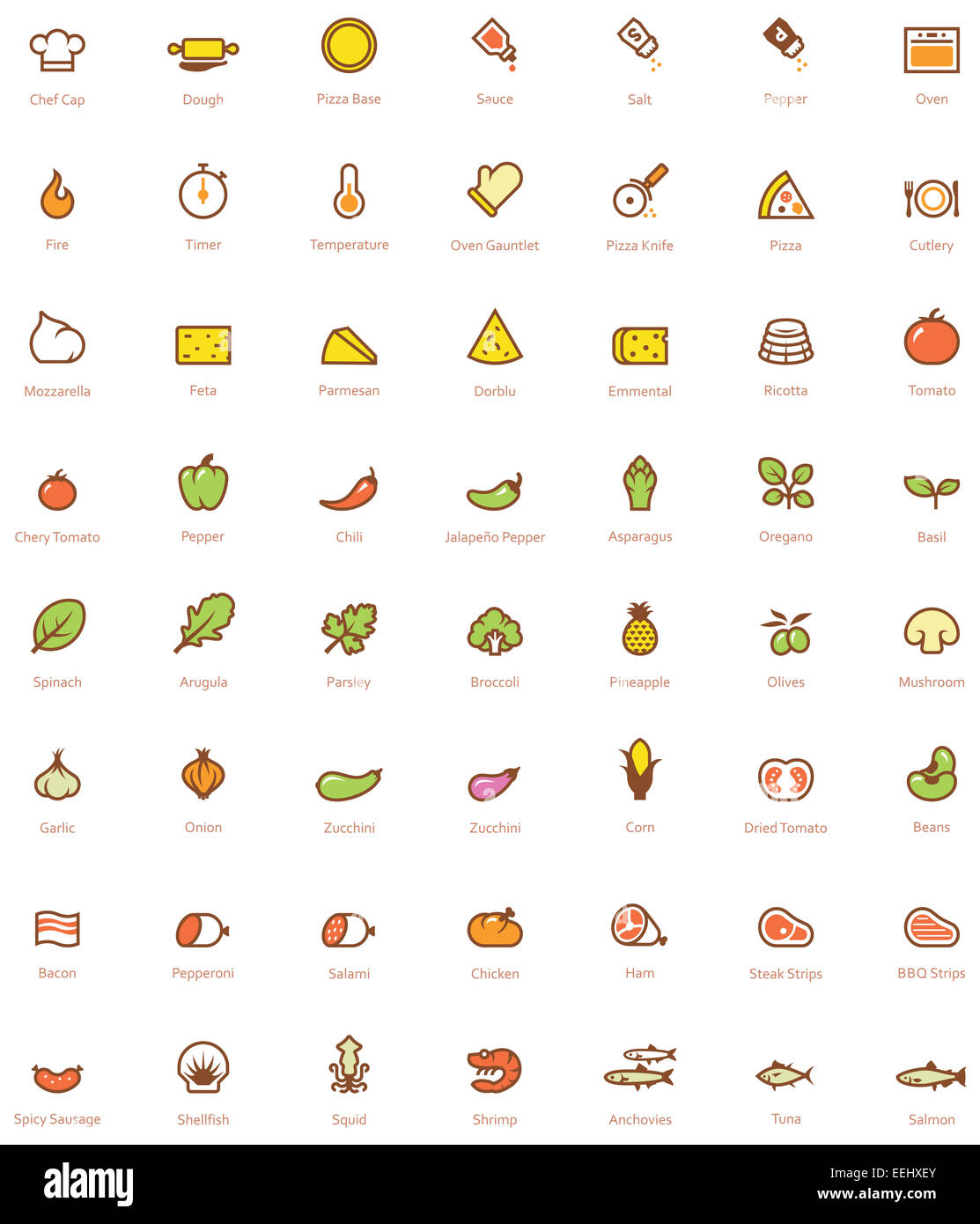 Pizza icon set Stock Photo - Alamy