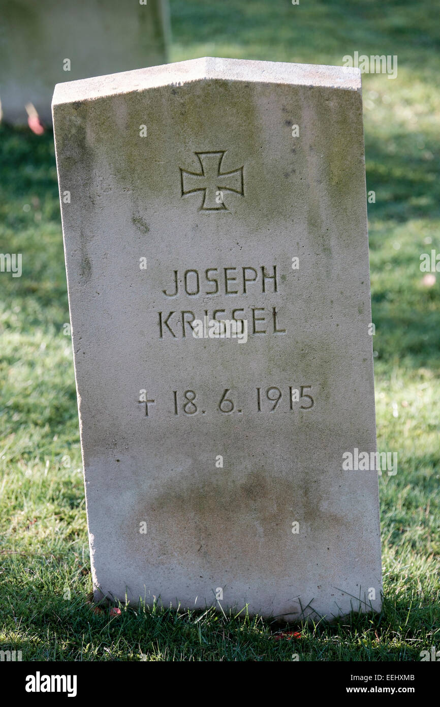Headstone of a German soldier at the Commonwealth War Graves Cemetery ...