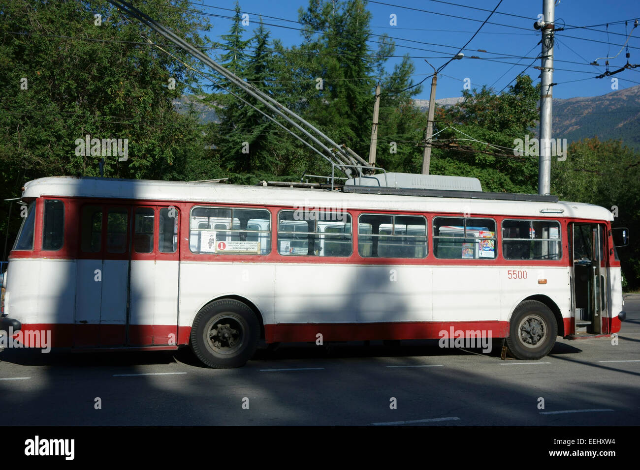Old trolleybus in the street of Alushta, Crimea, Russia Stock Photo - Alamy
