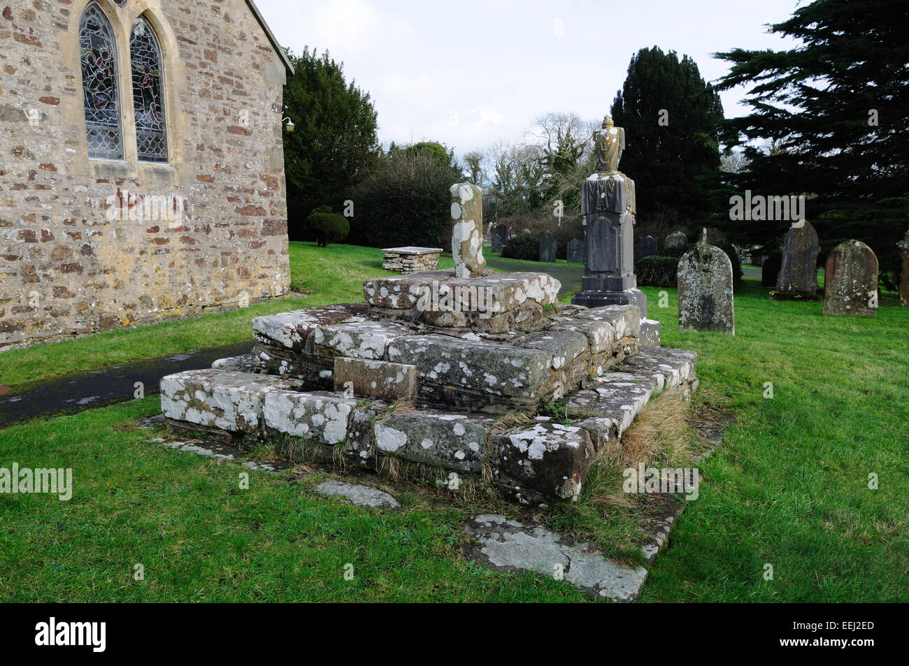 9th century preaching cross at St Elidur's Church Amroth ...