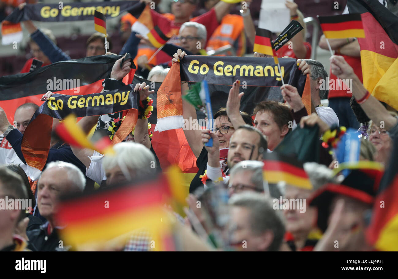 German supporters celebrate during the men's Handball World ...