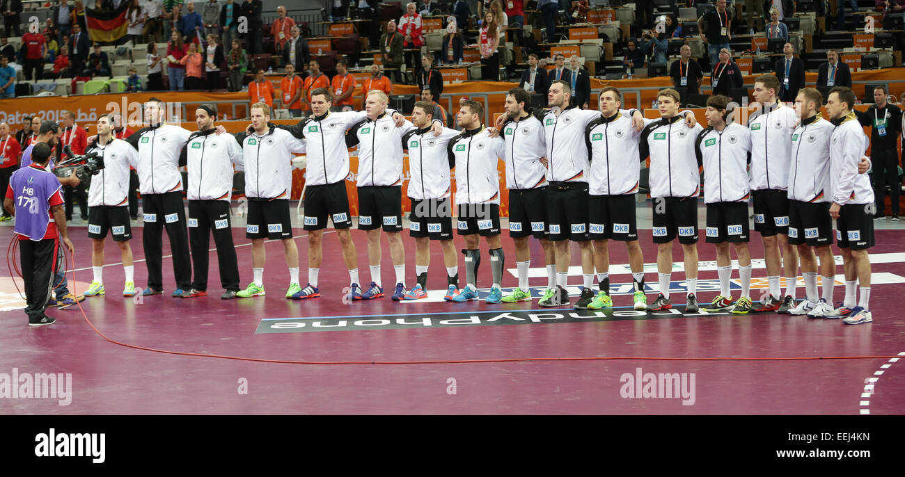 Team Germany stands on the pitch during the men's Handball World ...