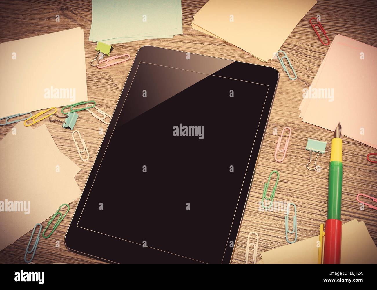 Tablet PC on the office table Stock Photo - Alamy