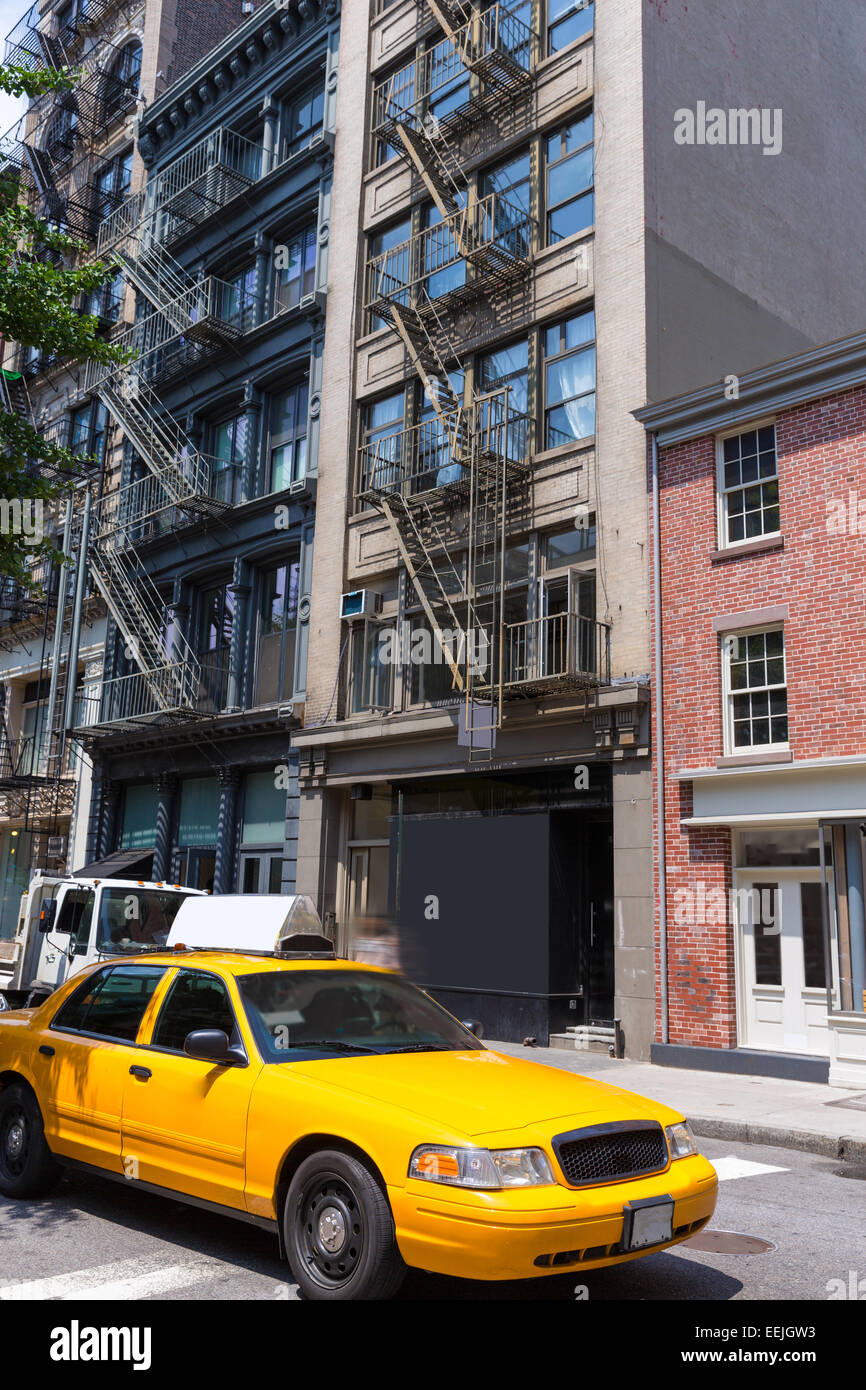 New York Soho buildings yellow cab taxi of Manhattan New York City NYC ...