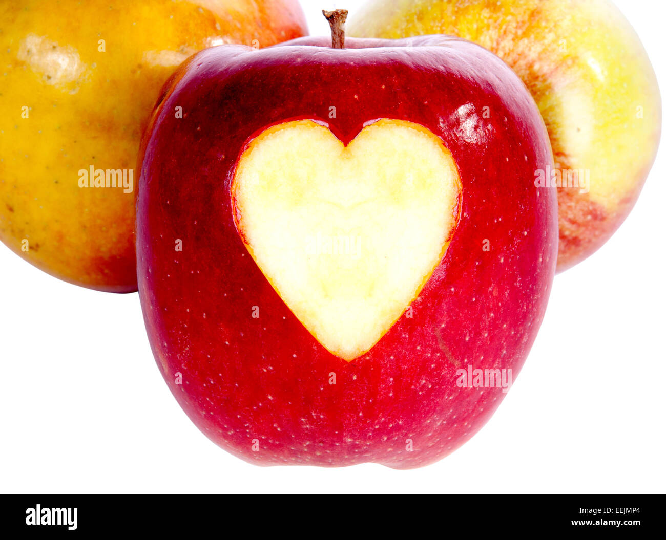 Red apple with heart isolated on white Stock Photo - Alamy