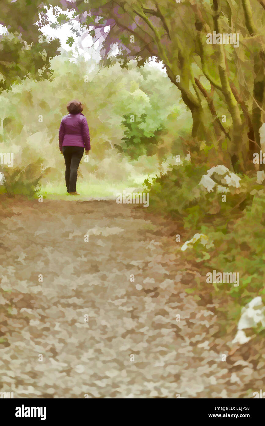 Young woman running in forest Stock Photo - Alamy