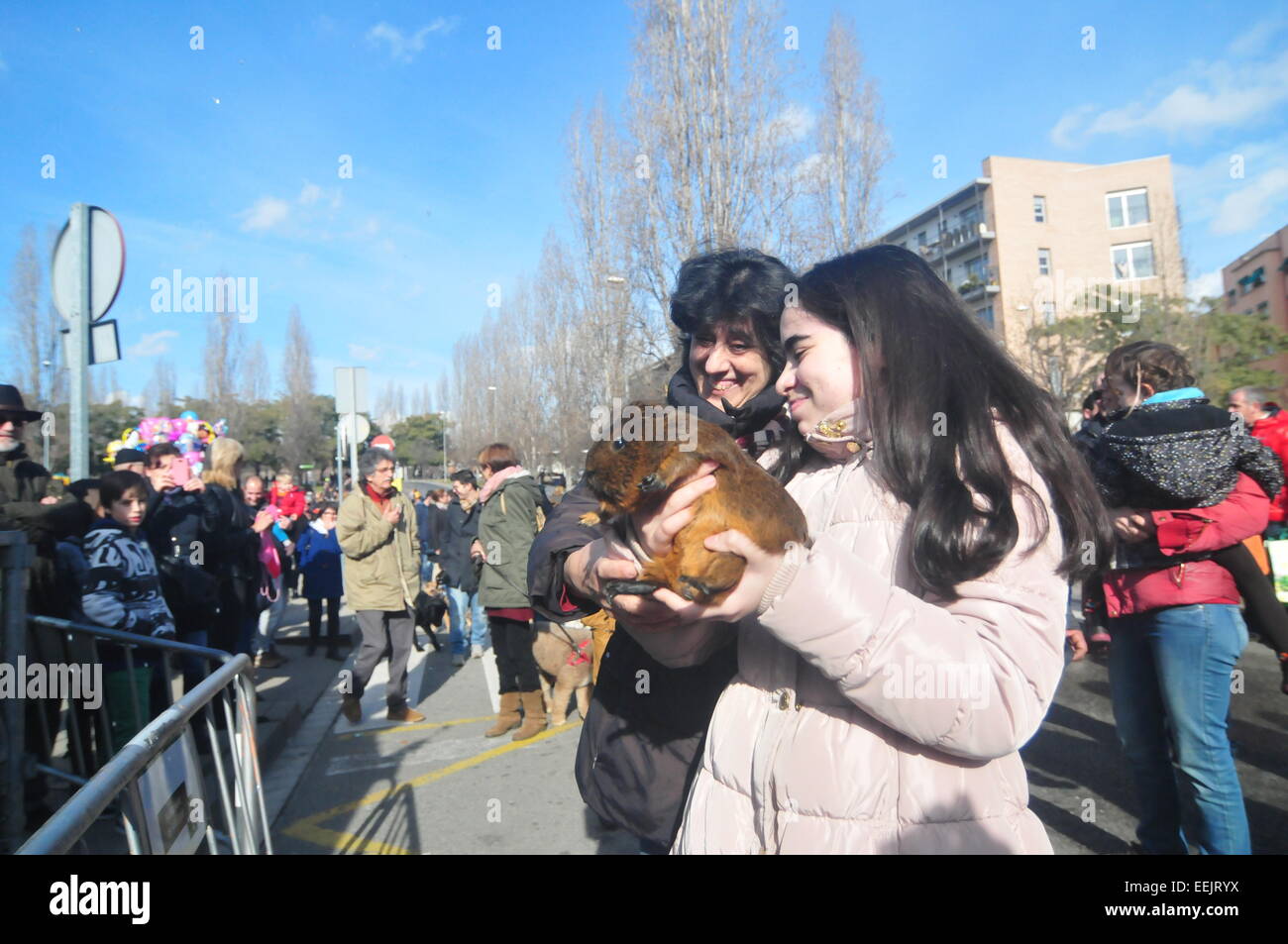 Proud owners of a rabbit Stock Photo - Alamy