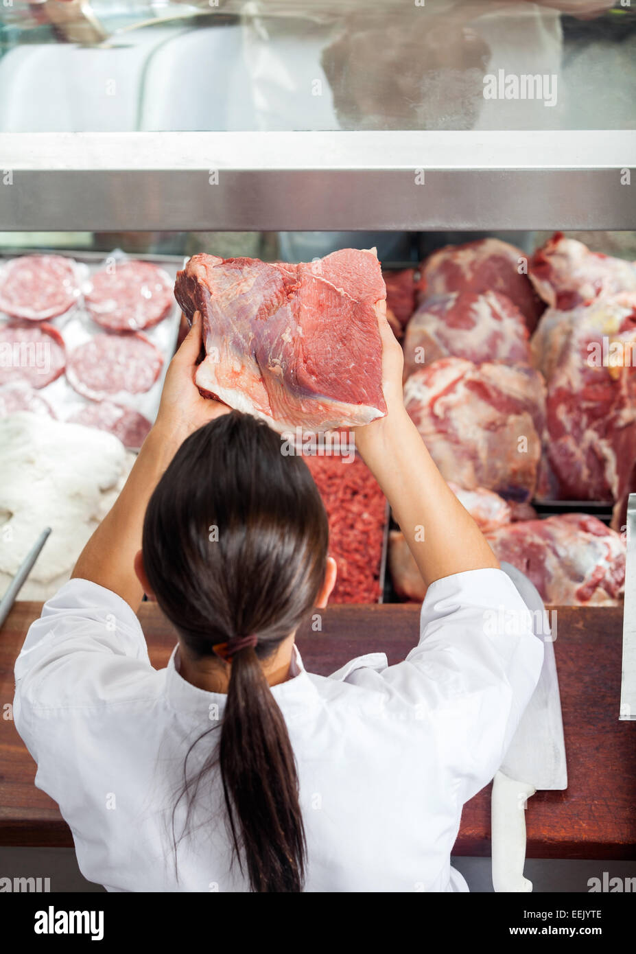 Butchery counter rear view hi-res stock photography and images - Alamy