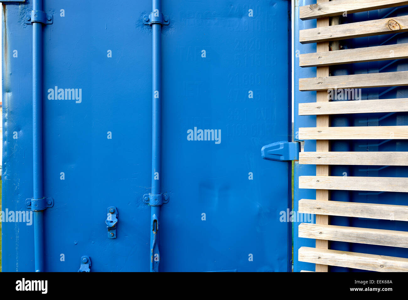 Blue container door Stock Photo - Alamy