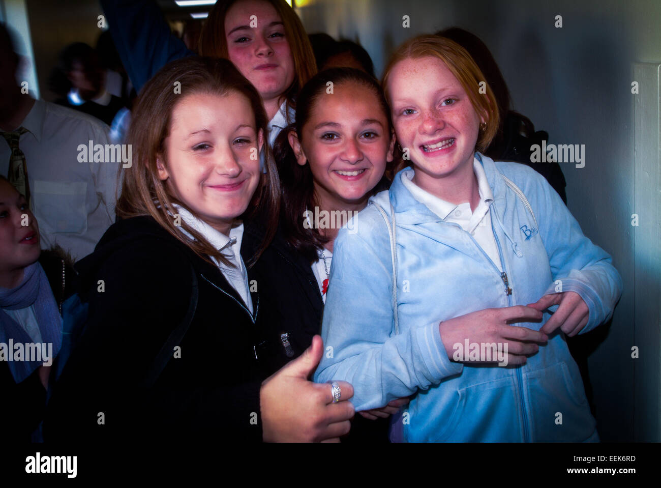 school girls in school corridor, UK Stock Photo - Alamy