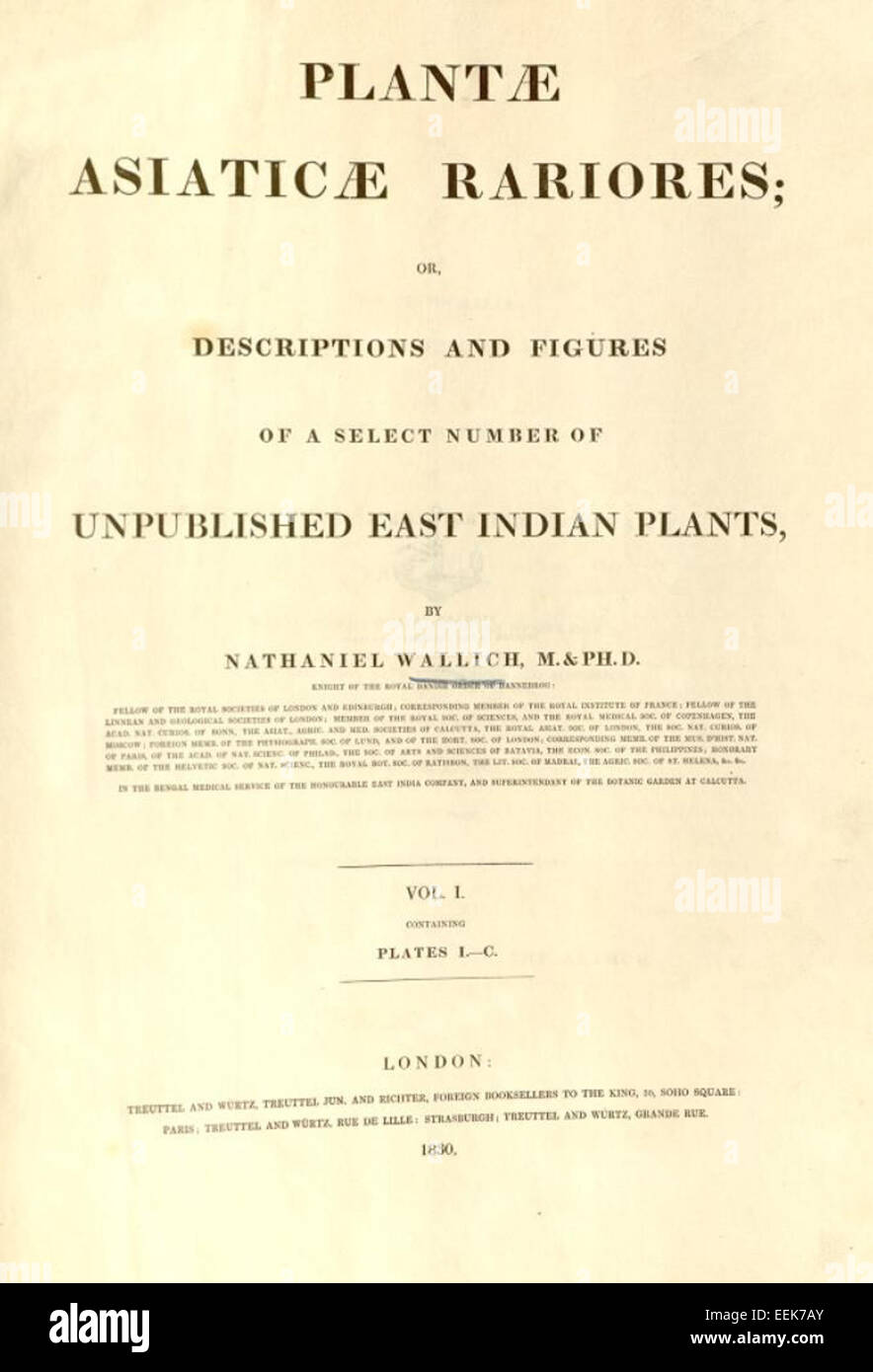 Nathaniel Wallich was a Danish botanist who compiled 'Plantae Asiaticae ...