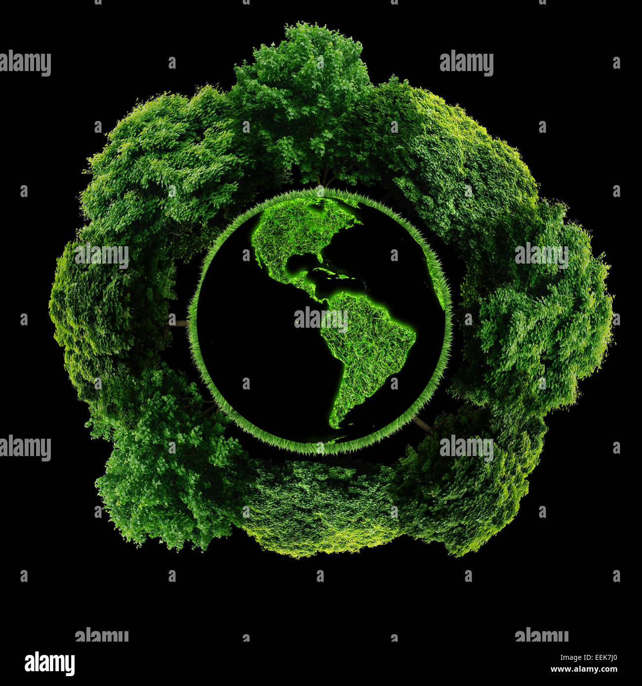 Ecology planet with with trees around. eco earth Stock Photo - Alamy