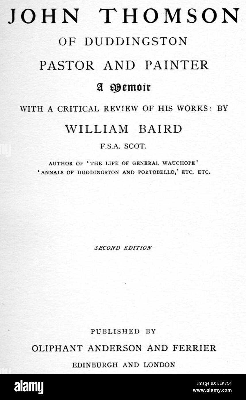 Rev. John Thomson was a 19th-century Scottish minister and ...