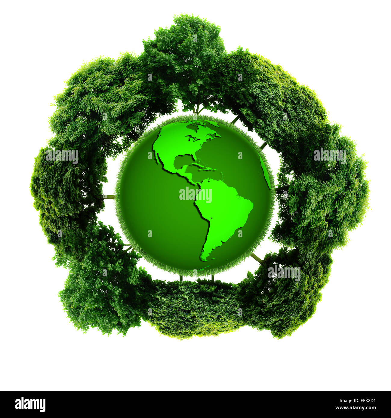 Ecology planet with with trees around. eco earth Stock Photo - Alamy