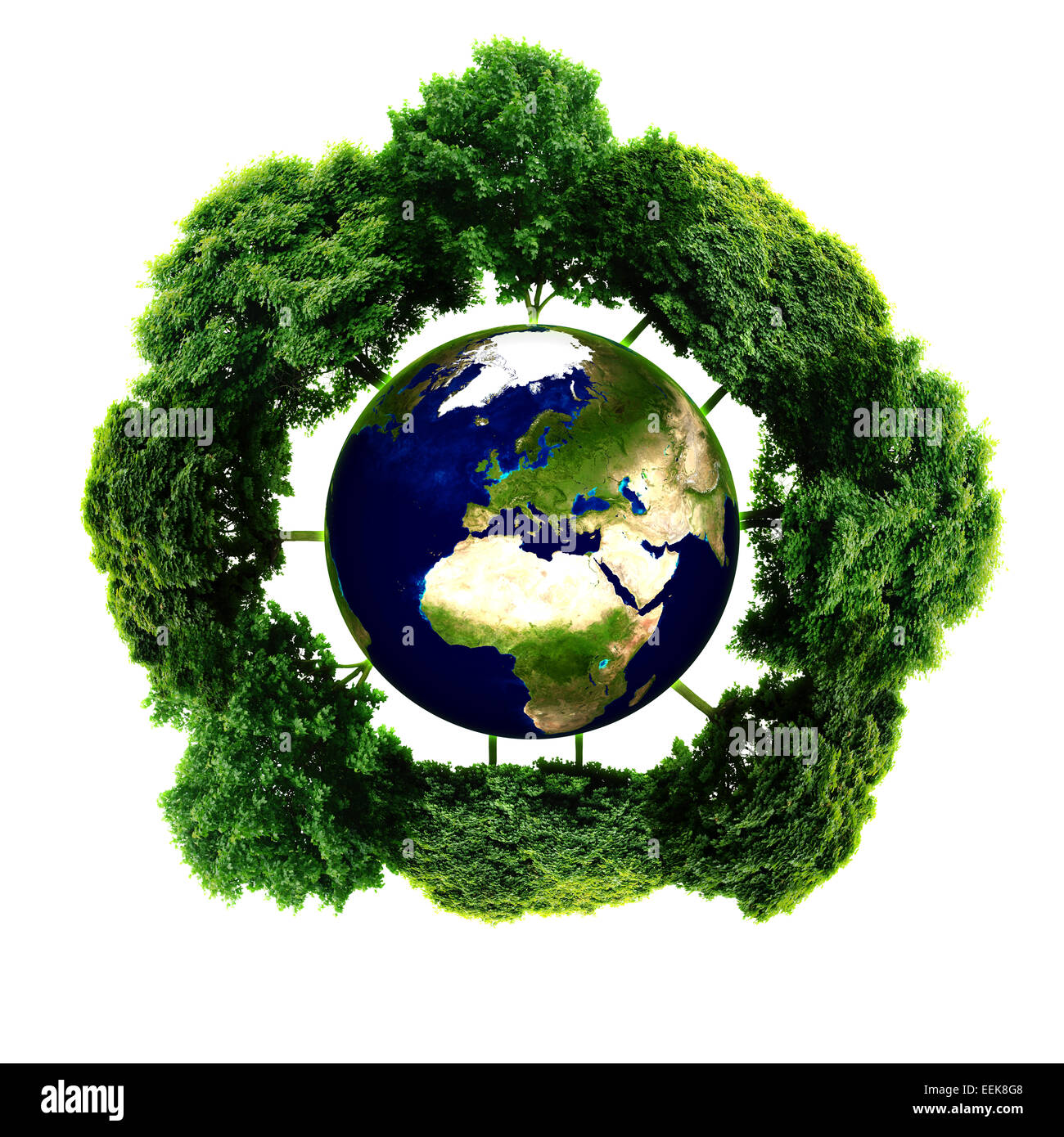 Ecology planet with with trees around. eco earth Stock Photo - Alamy