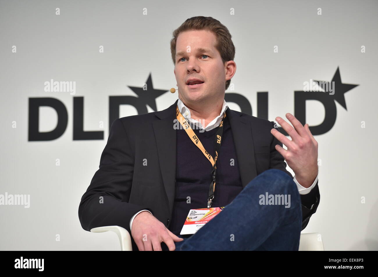MUNICH/GERMANY - JANUARY 19: Kerry Trainor (Vimeo) gestures on the ...