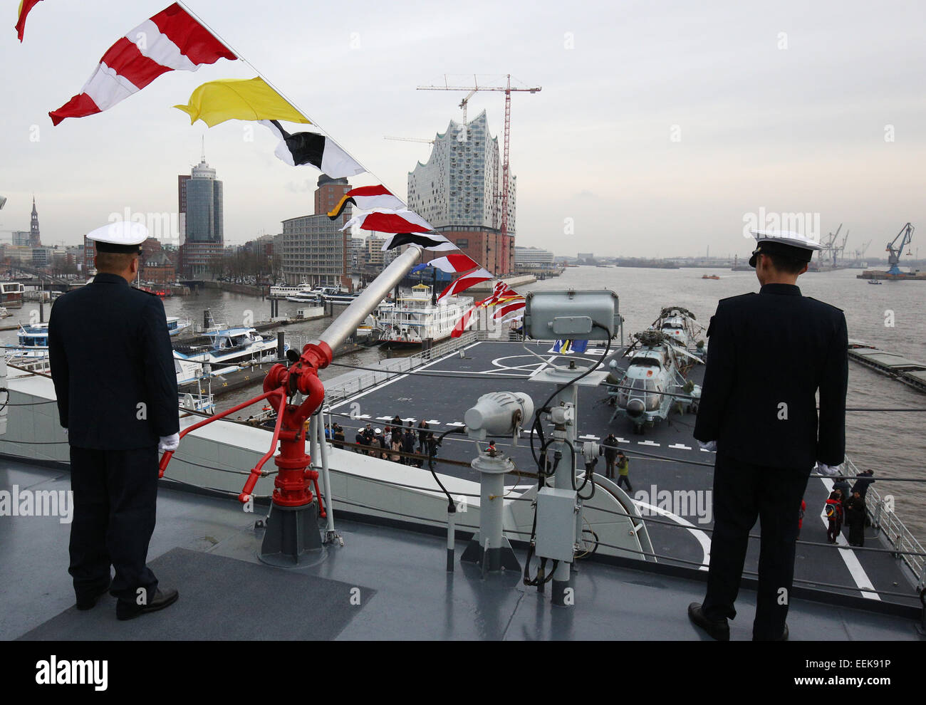 Chinese marines on board the dock landing ship 'Chang Beishan' of the ...