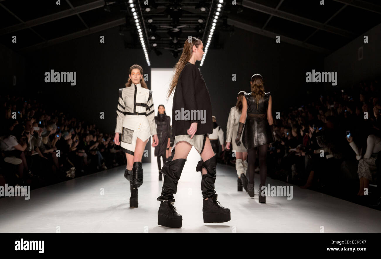 Models present designs from PEARLY WONG at the Mercedes Benz Fashion ...