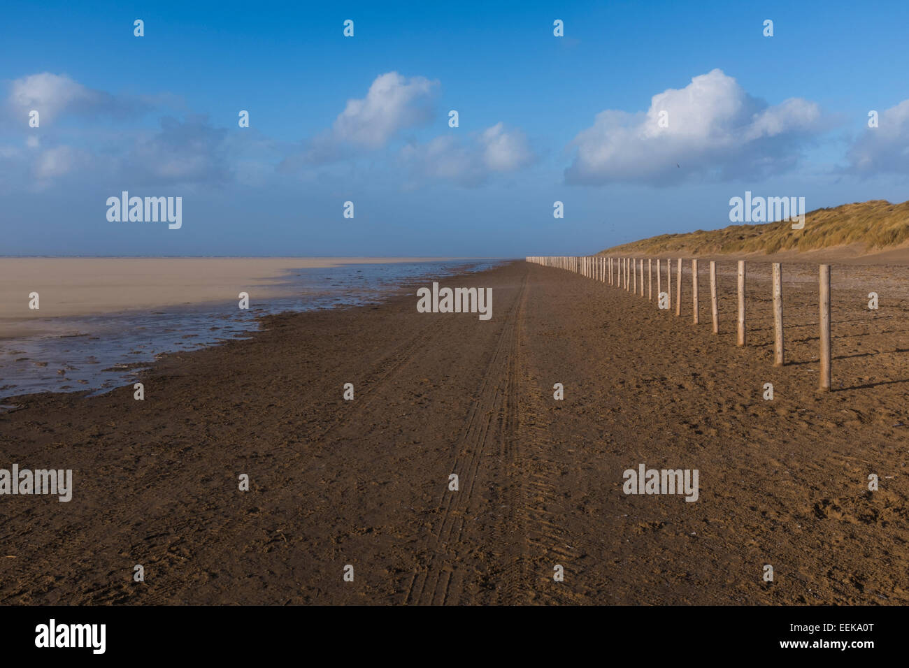 Posts on the beach in St Annes Lancashire. Designed to widen the sand ...